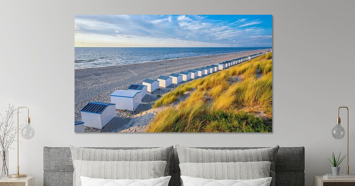 Strand de Koog op Texel. van Justin Sinner Photography ( Fotograaf op Texel) op canvas, behang ...